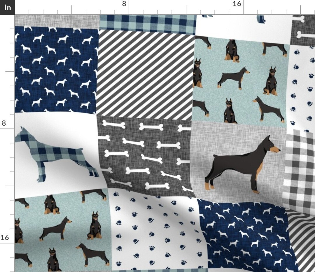 Doberman Fabric Doberman Pinscher Pet Quilt B Cheater Quilt Dog Breed ...
