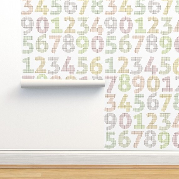 Number Wallpaper Jumbo Number Grid on White by Weavingmajor - Etsy