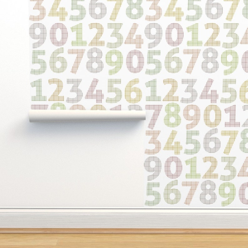 Number Wallpaper Jumbo Number Grid on White by Weavingmajor - Etsy
