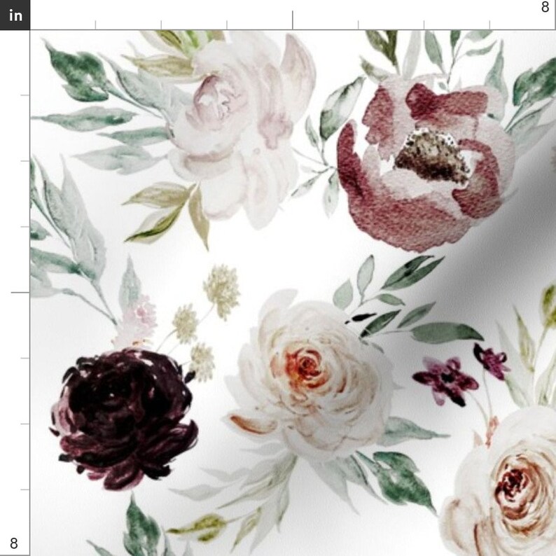 Velvet Cream Floral Blooms Fabric 12 Velvet Cream - Etsy