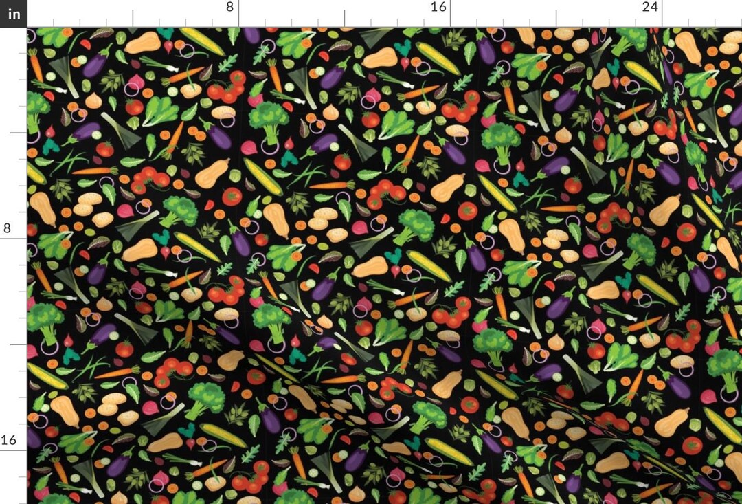 Vegetables Fabric Lets Eat Black Vegetables by Diane555 Vegetables Farm ...