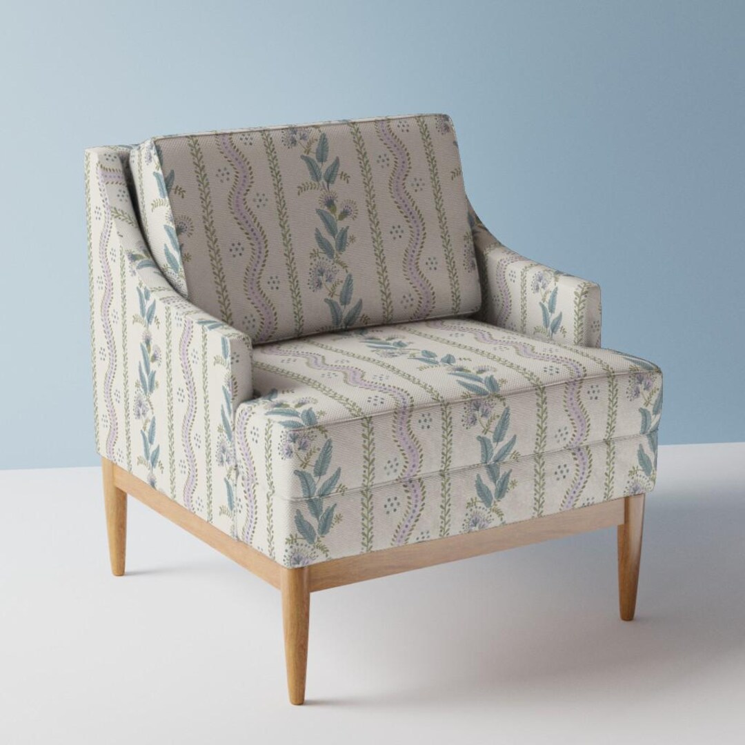 Preppy Floral Stripe Upholstery Fabric- Lilac Stripe by Danika_herrick ...