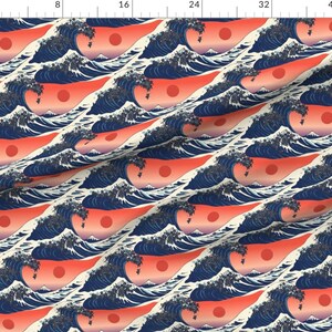 Pug Ocean Waves Illustration Fabric the Great Wave of Black - Etsy