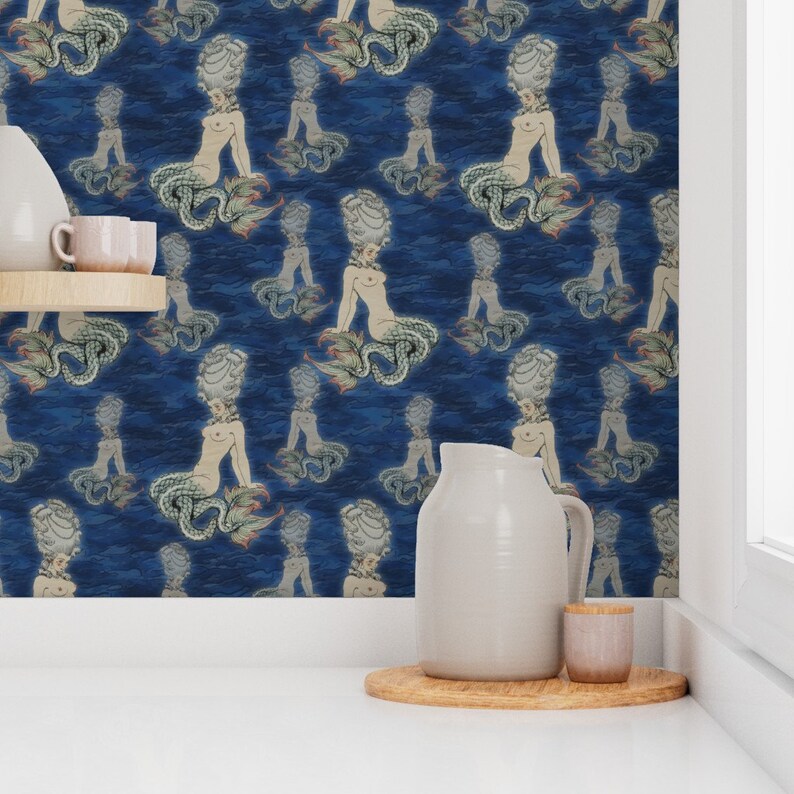 Rococo Mermaid Wallpaper the Little Rococo Mermaid by Bonnie - Etsy