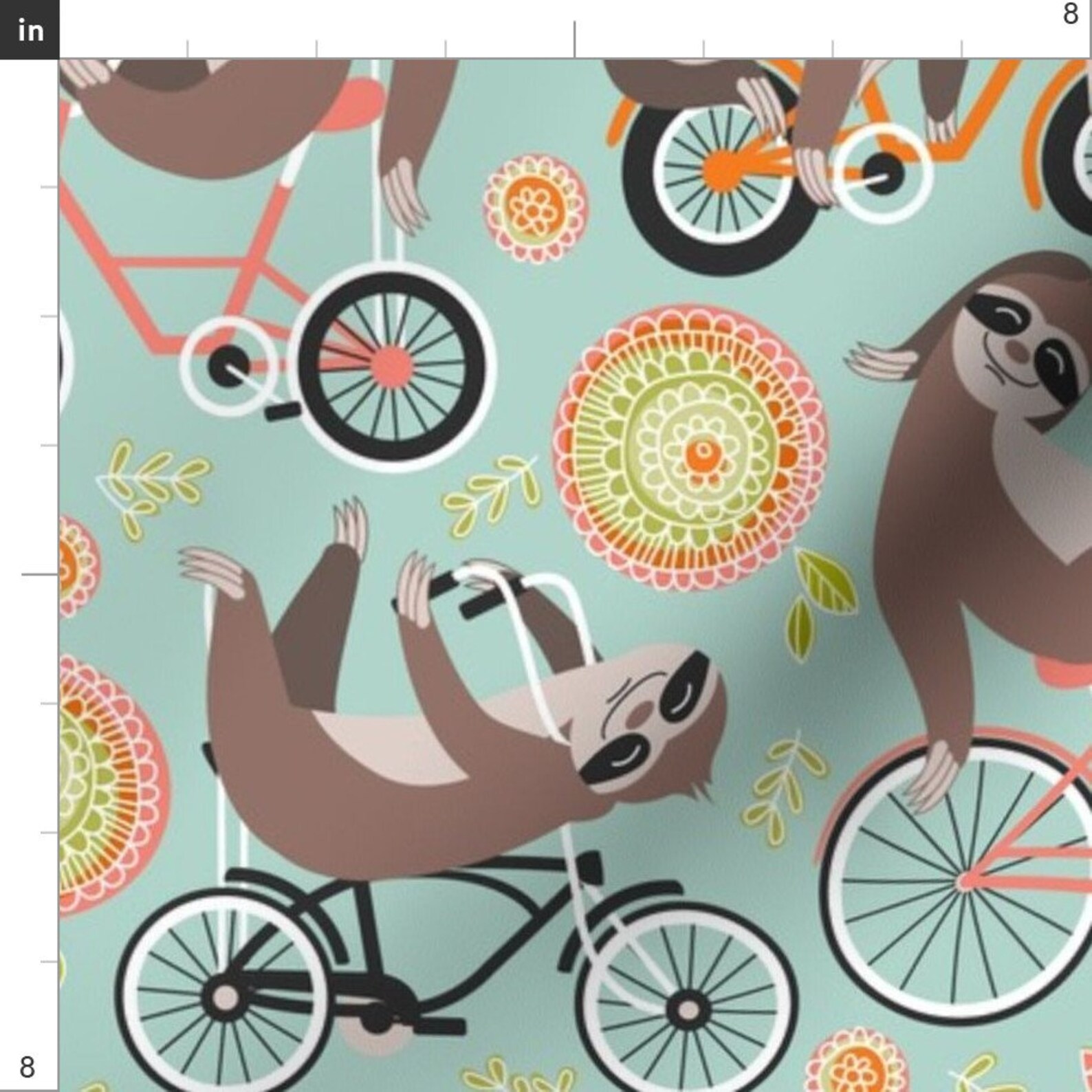 Sloths on Bikes Fabric Sloths on Bikes by Cjldesigns - Etsy