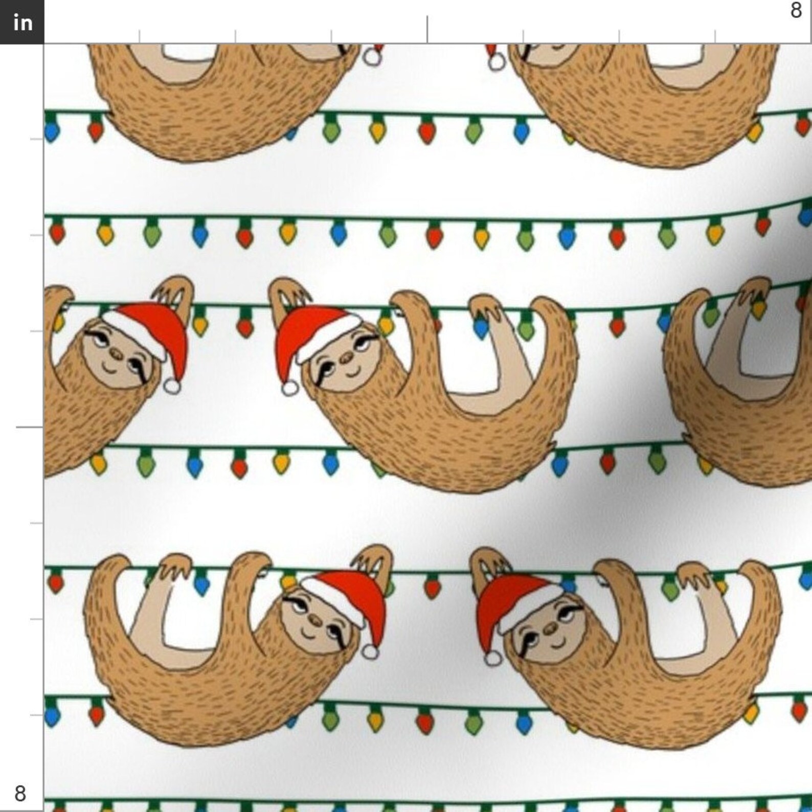 Santa Sloth Fabric Christmas Sloth // X-mas Sloth - Etsy