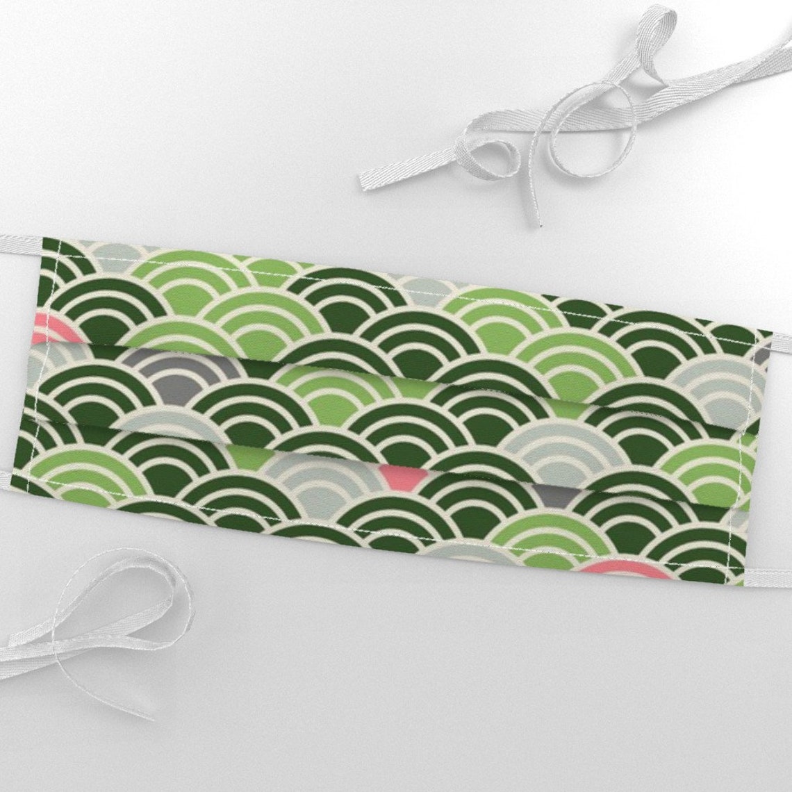 Seigaiha Green Japanese Wave Fabric Japanese Wave Seaweed | Etsy