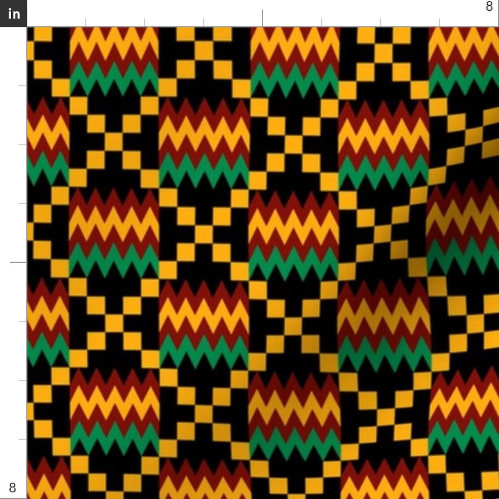 African Art Fabric 3 Inch Yellow Green Red on Black Kente | Etsy