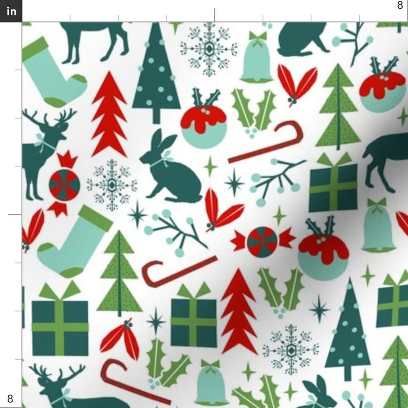 Mod Christmas Fabric Christmas Holiday Cute Fabrics for - Etsy