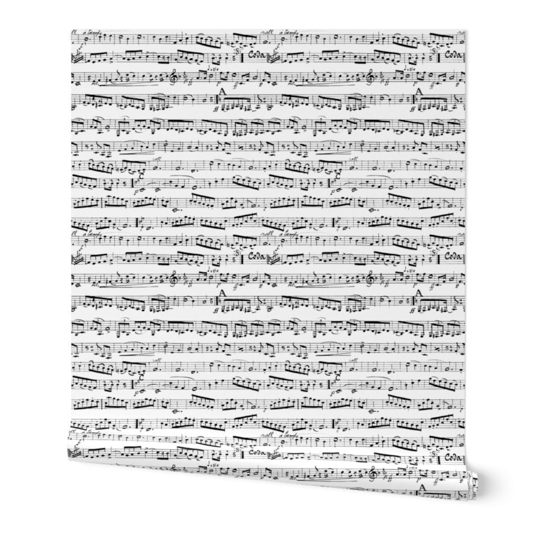 Sheet Music Wallpaper Black and White Music Notes by - Etsy