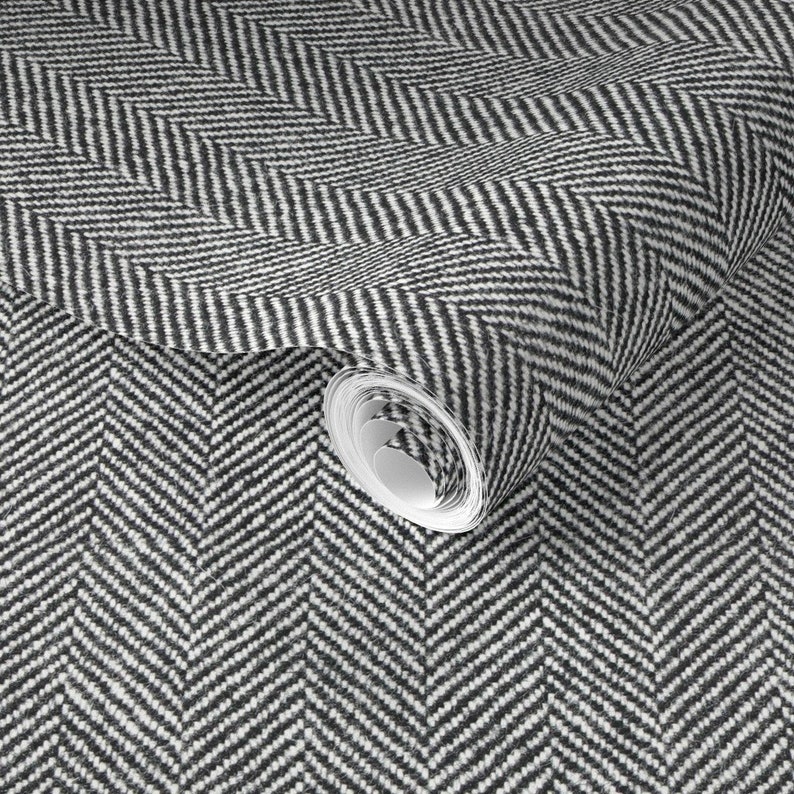 Tweed Look Wallpaper Herringbone Tweed by Willowlanetextiles - Etsy