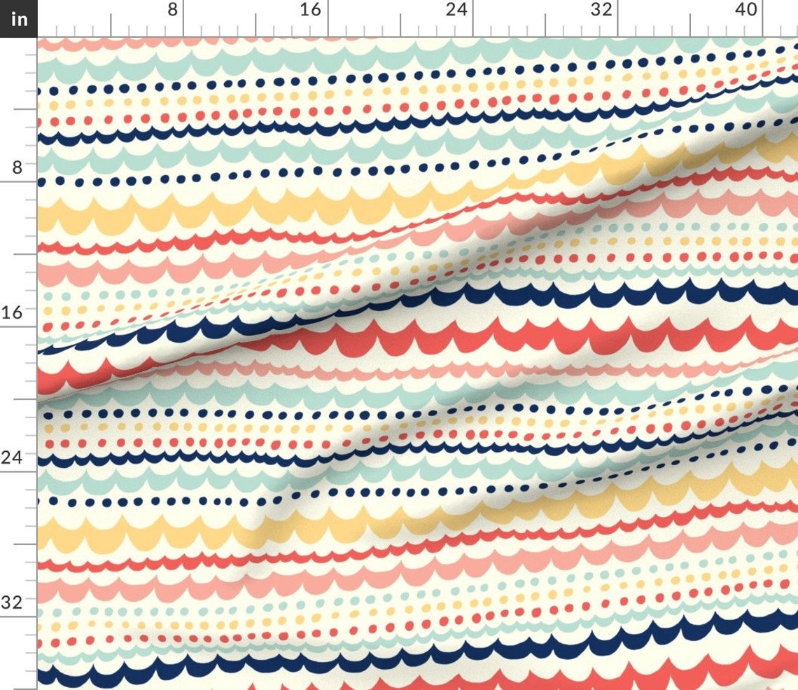 Colorful Scallop Stripes Fabric Scallop Fun by Stacyiesthsu - Etsy