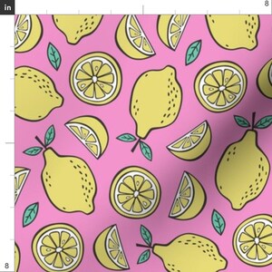 Lemon Fabric Lemon Citrus on Dark Pink by Caja Design Lemon Citrus ...