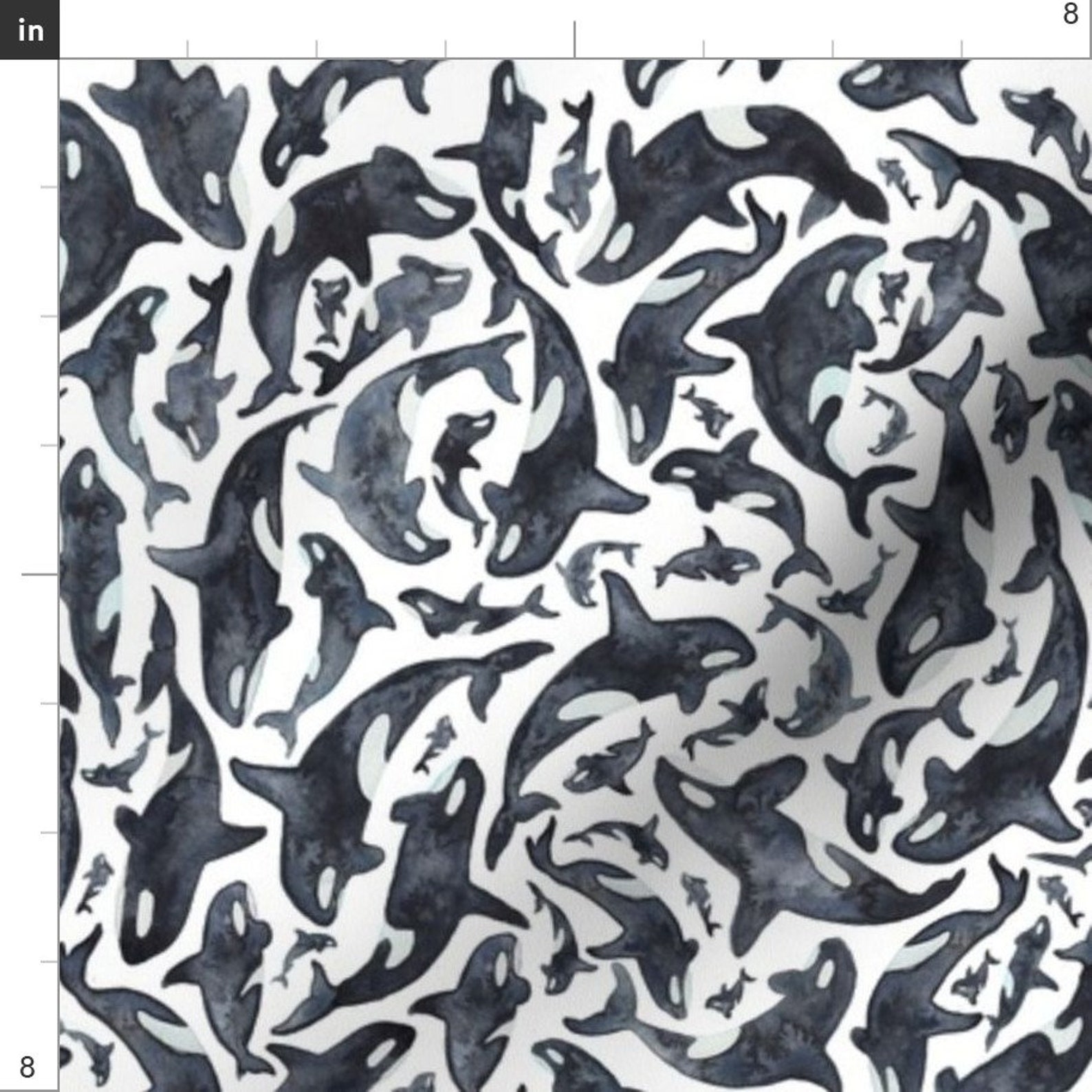Orca Fabric Orca Killer Whale Pattern by Elena O'neill | Etsy