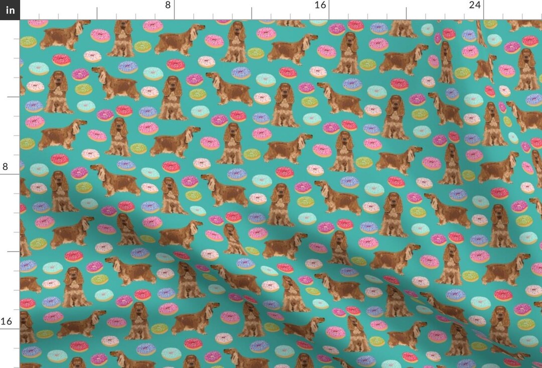 Cocker Spaniel Fabric - Cocker Spaniel Donuts Food Dogs Fabric ...