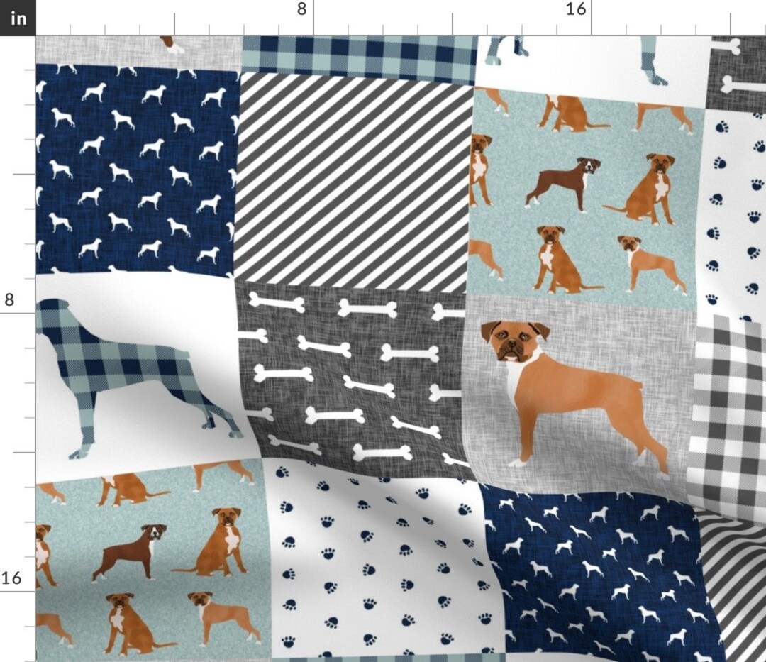 Boxer Dog Fabric Boxer Pet Quilt B Dog Breed Nursery Cheater Quilt ...