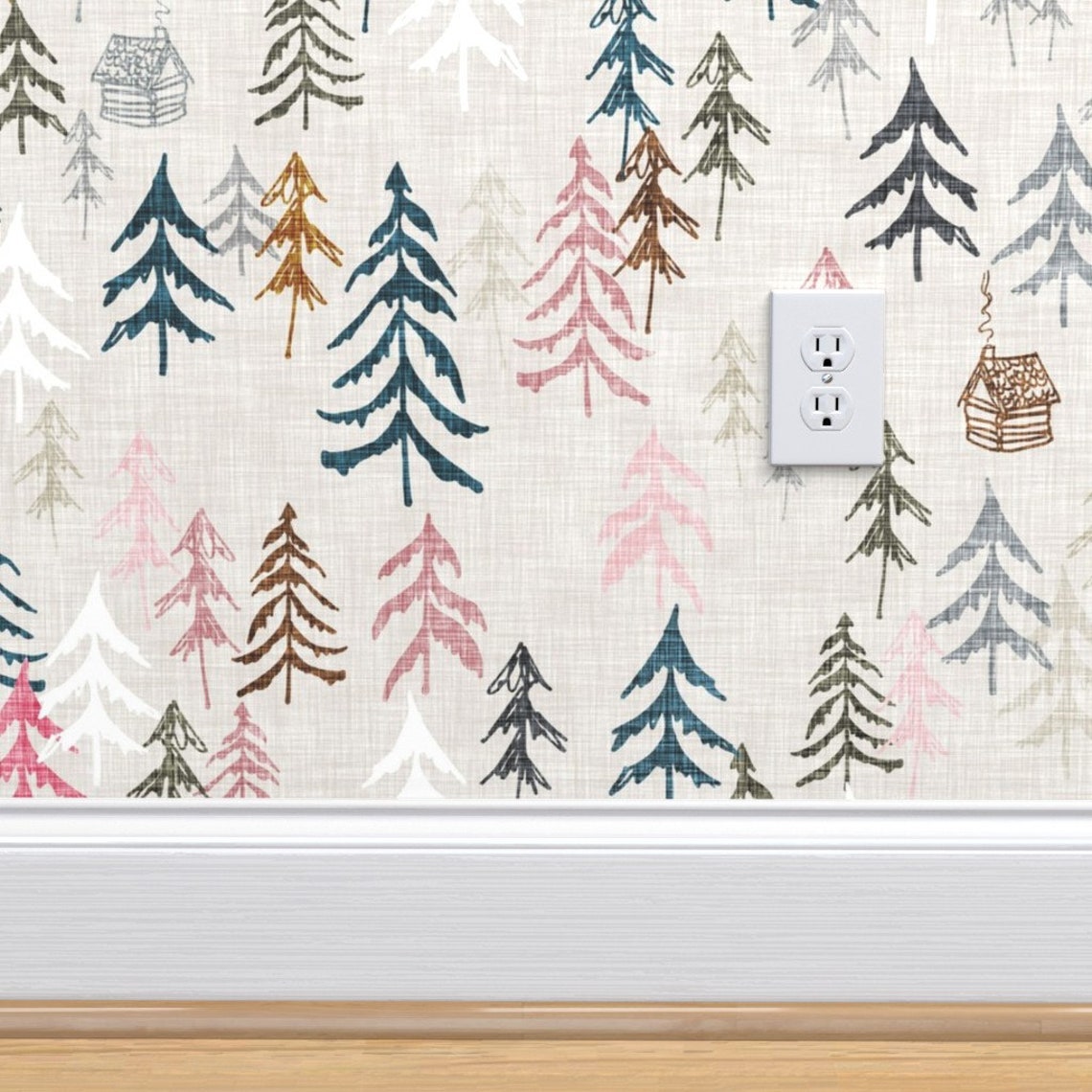 Forest Wallpaper Solitude Pink by Nouveau Bohemian | Etsy