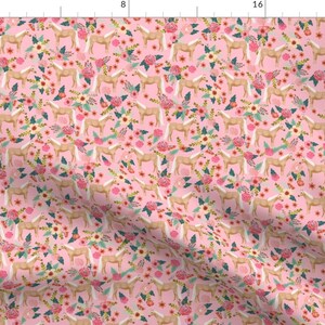 Pink Horse Fabric Palomino Horse Florals Horses Pink by - Etsy