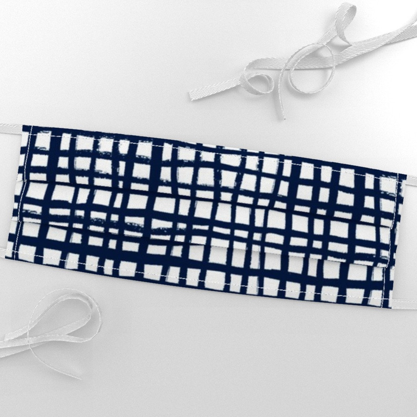 Blue and White Grid Fabric Grid Lines Navy Blue Grid Fabric - Etsy