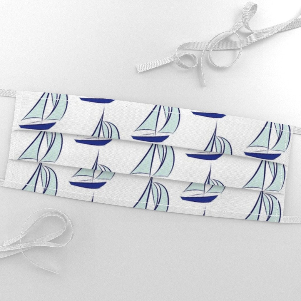 Ocean Waves Fabric Simple Nautical Sail Boats Sailing Water | Etsy