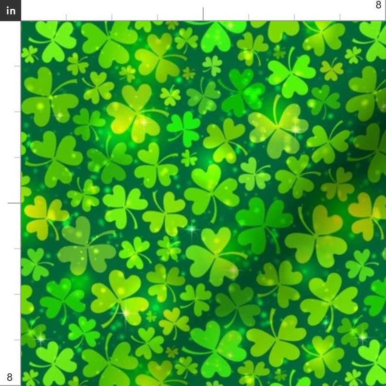 Clover Fabric Green Magic Clovers Pattern by Art of Sun - Etsy