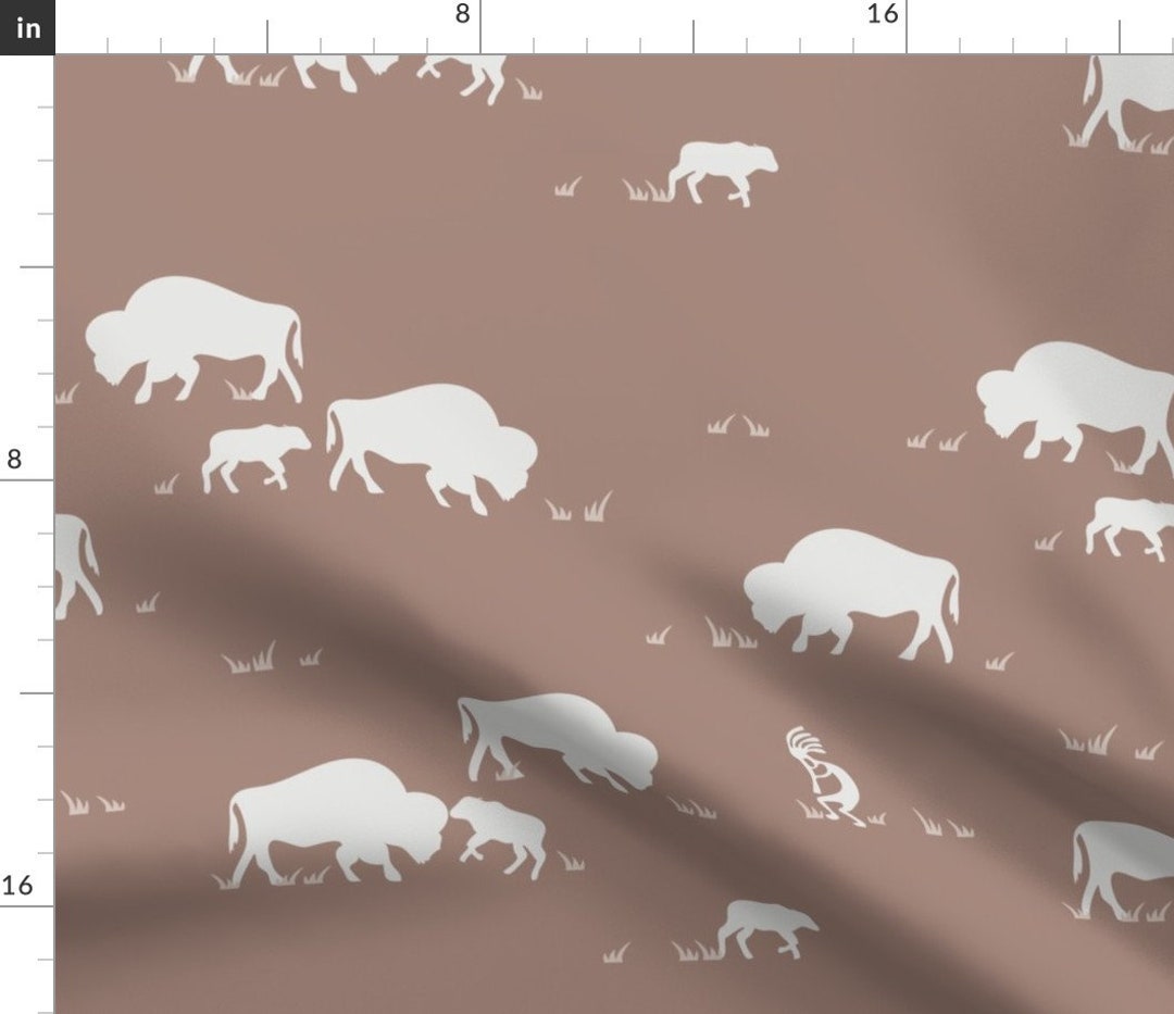 Western Bison Fabric Southwest Bison Pastel Brown by Colour Angel by Kv ...