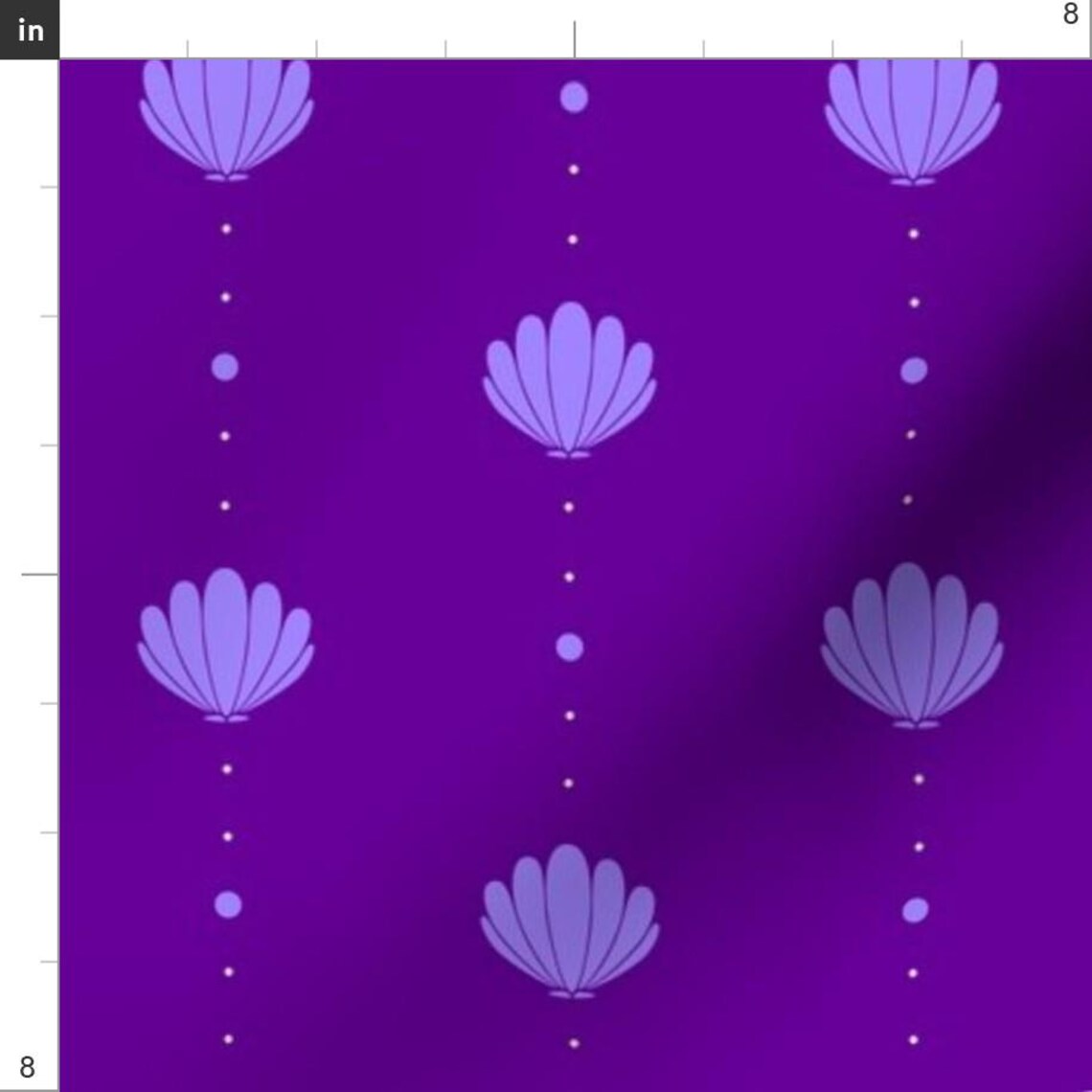 Purple Clam Shell Fabric - Oysters and Pearls Lavender on Purple by ...