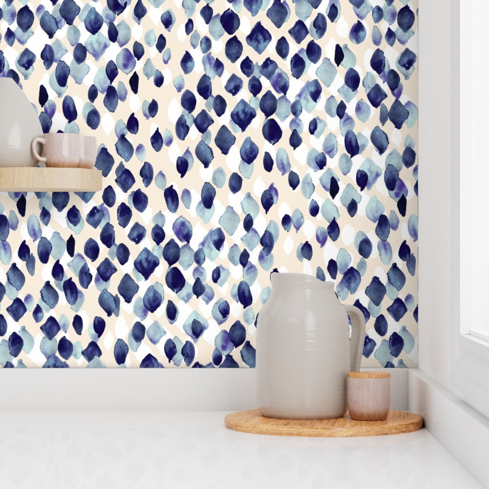 Indigo Blue Wallpaper Indigo Rain by Crystal Walen Indigo - Etsy