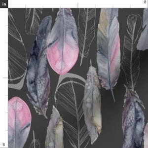 Boho Fabric Boho Feathers Dark Gray by Katebillingsley Bohemian ...