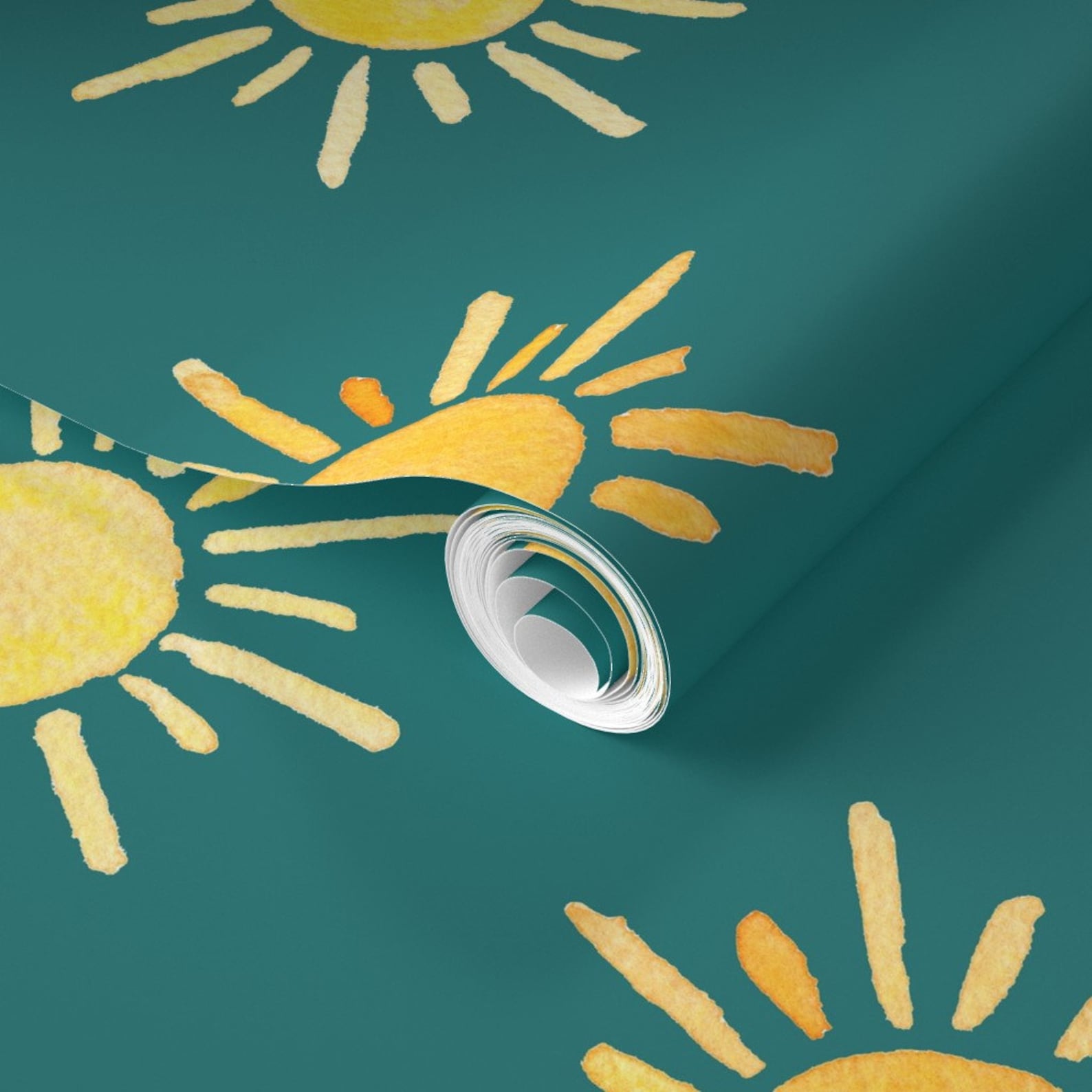 Teal Sun Wallpaper Summer Sunshine by Angelinamariadesigns - Etsy