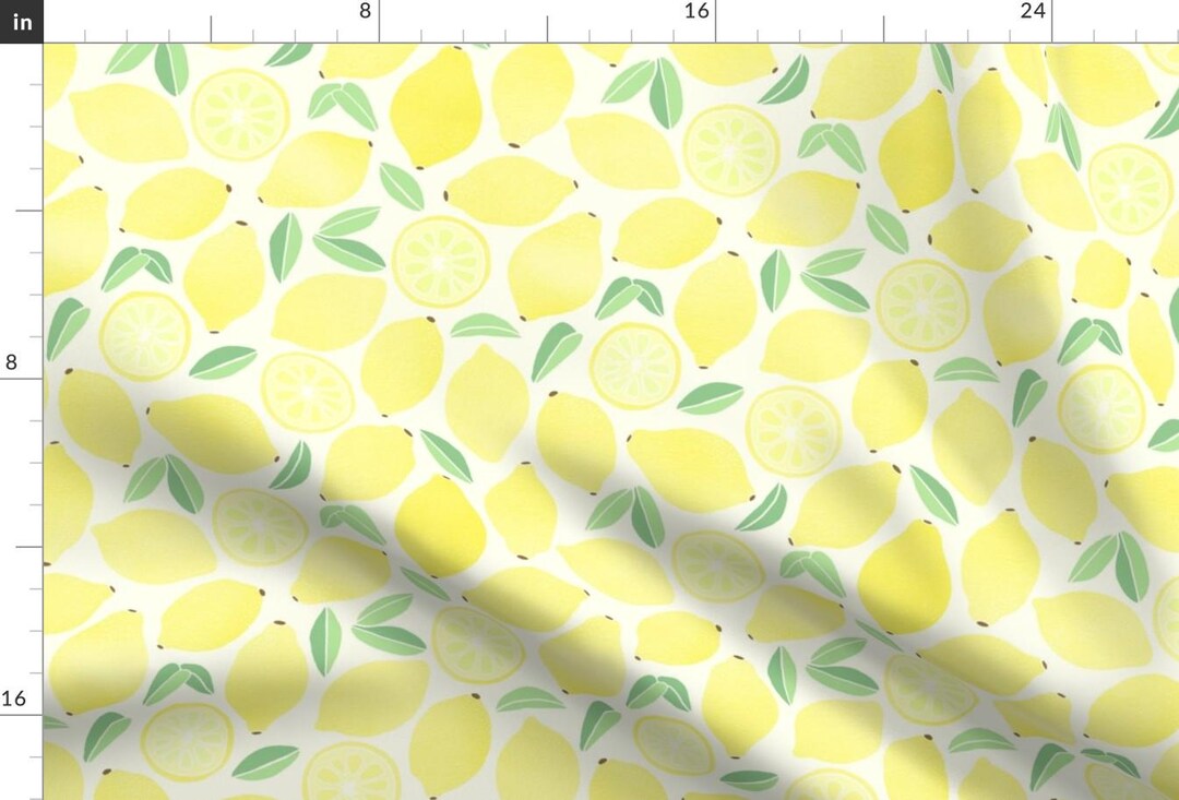 Lemon Fabric - Summer Lemons by Tangerine-tane - Yellow Green Lemons ...