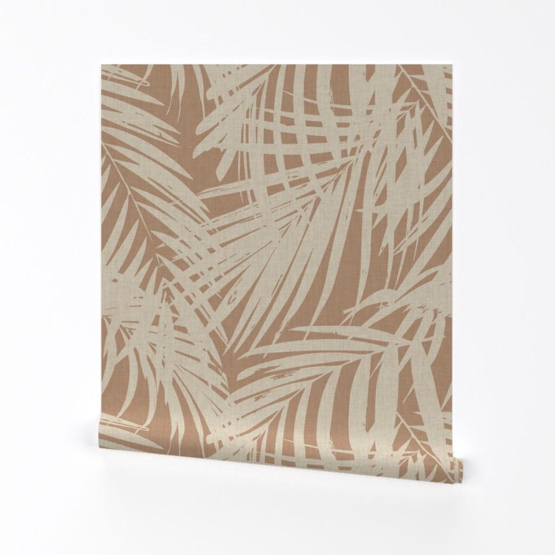 Buy Tan Palm Fronds Removable Peel and Stick Wallpaper - Earthy ...