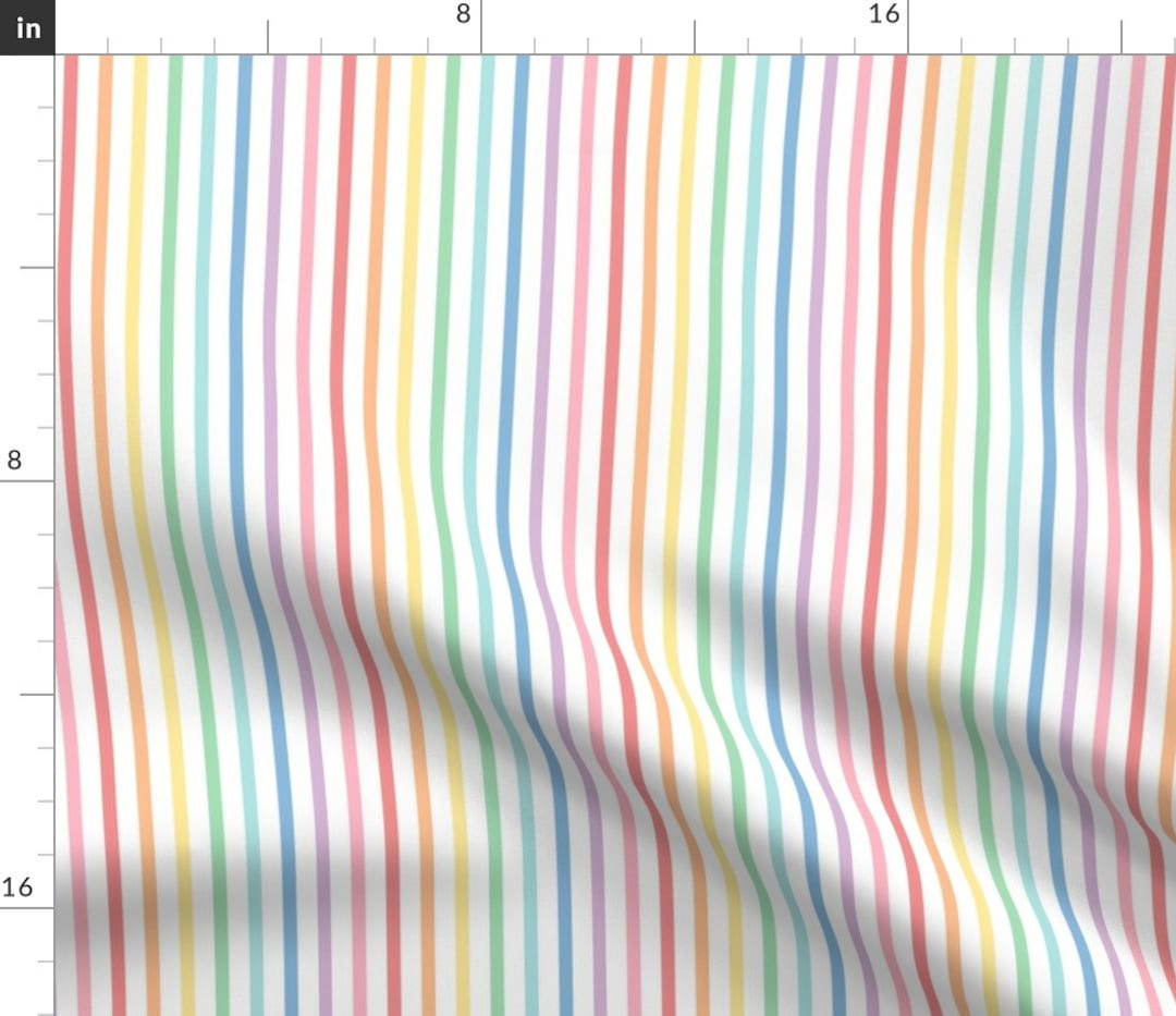 Multicolor Stripe Fabric Pastel Rainbow Stripes 1 Vertical - Etsy