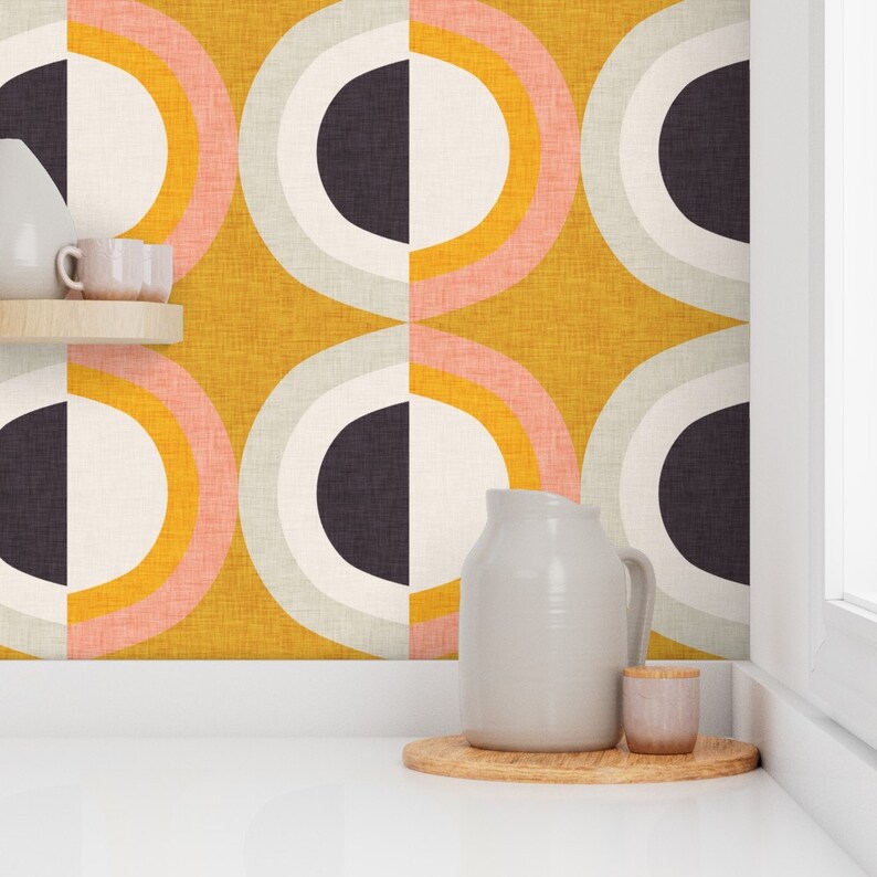 Mid Century Modern Wallpaper New Mid Mod Yellow by - Etsy