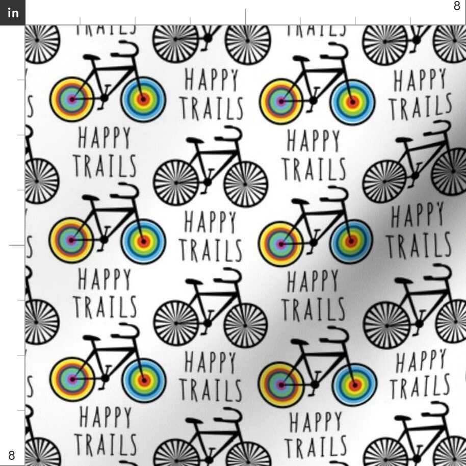 Happy Trails Fabric Happy Trails by Andibird Bicycle Bikes - Etsy