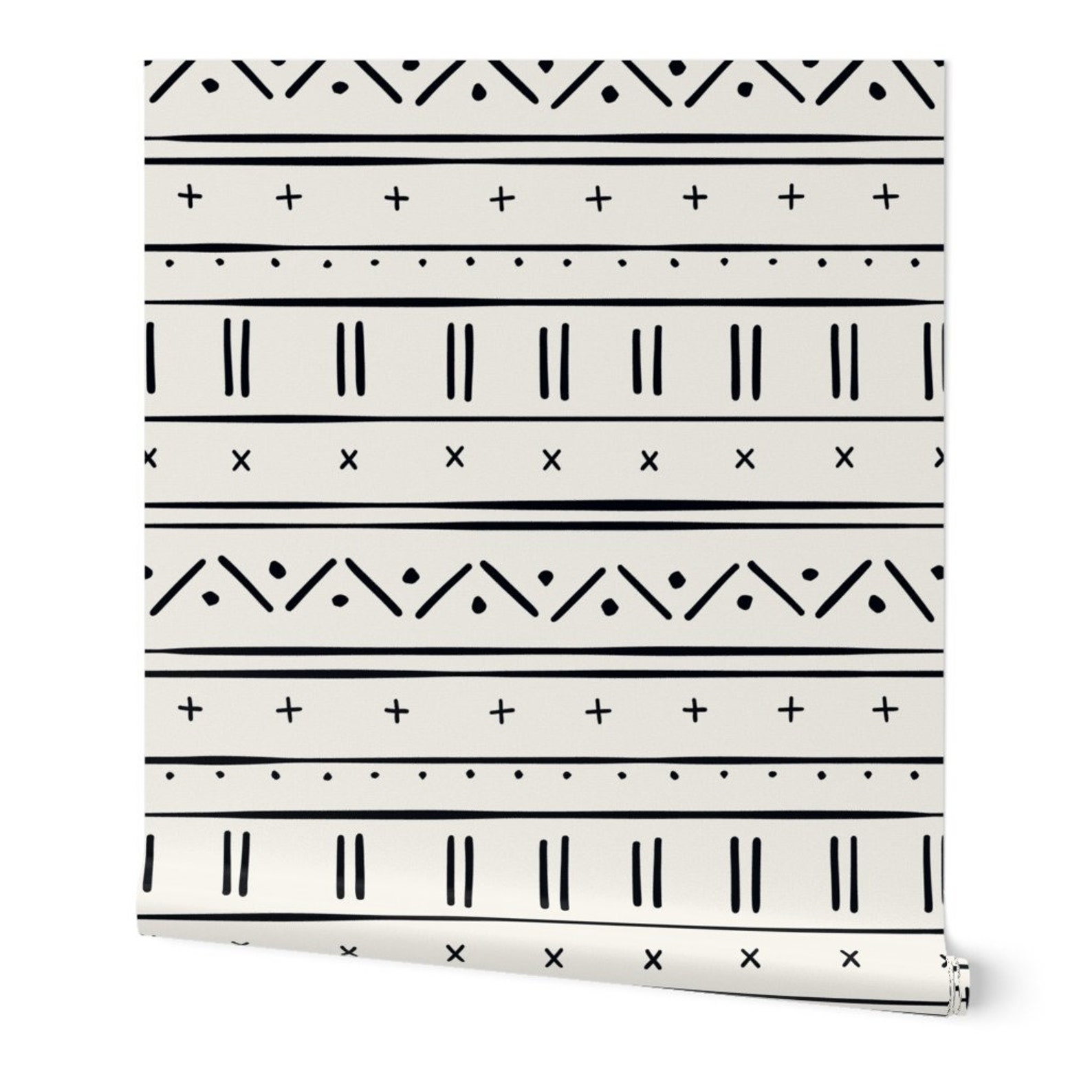 Mud Cloth Wallpaper African Mudcloth Ethnic Black and Bone | Etsy