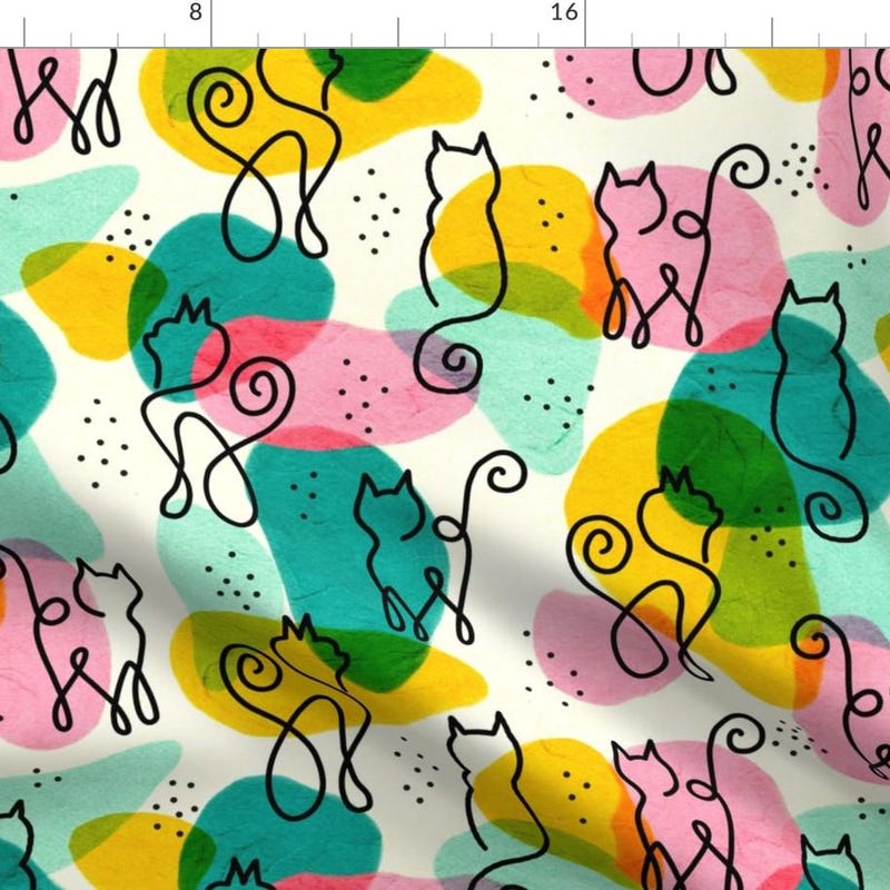 Cubism Cat Fabric - Etsy