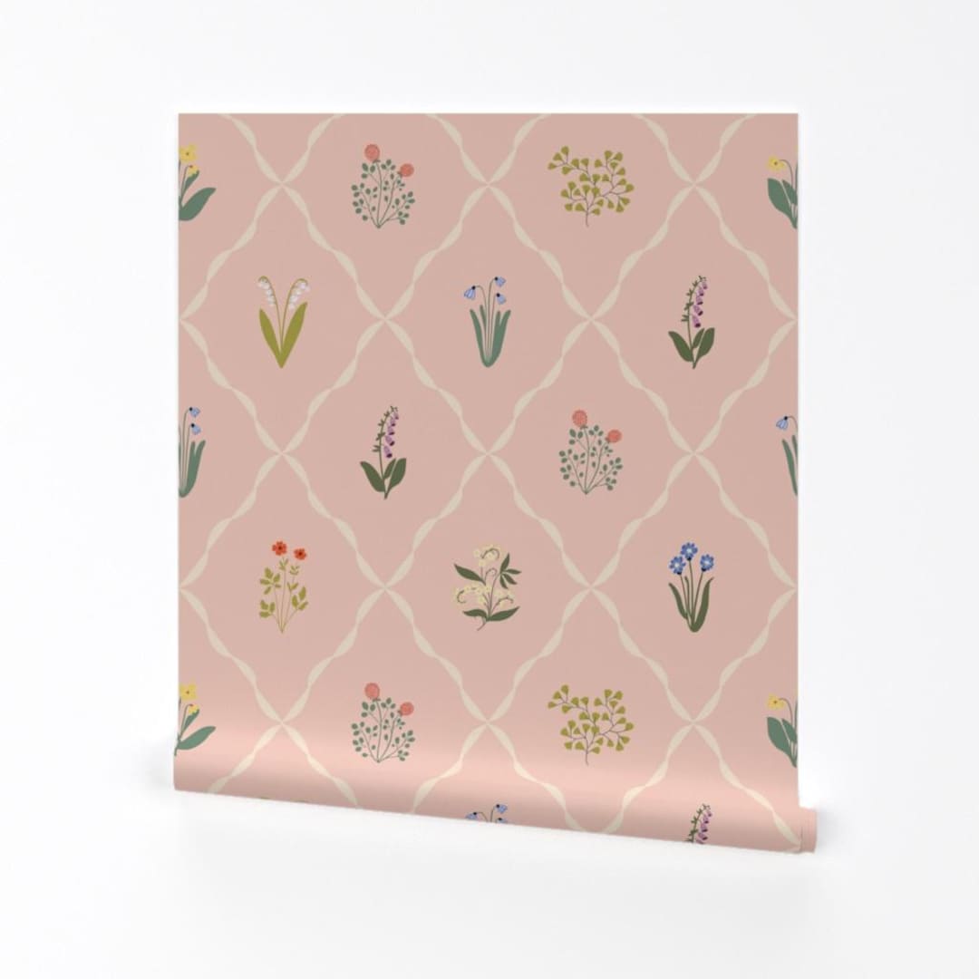 Cottagecore Wallpaper - Tudor Cottage Pink by Ashleyminette - Diamond ...