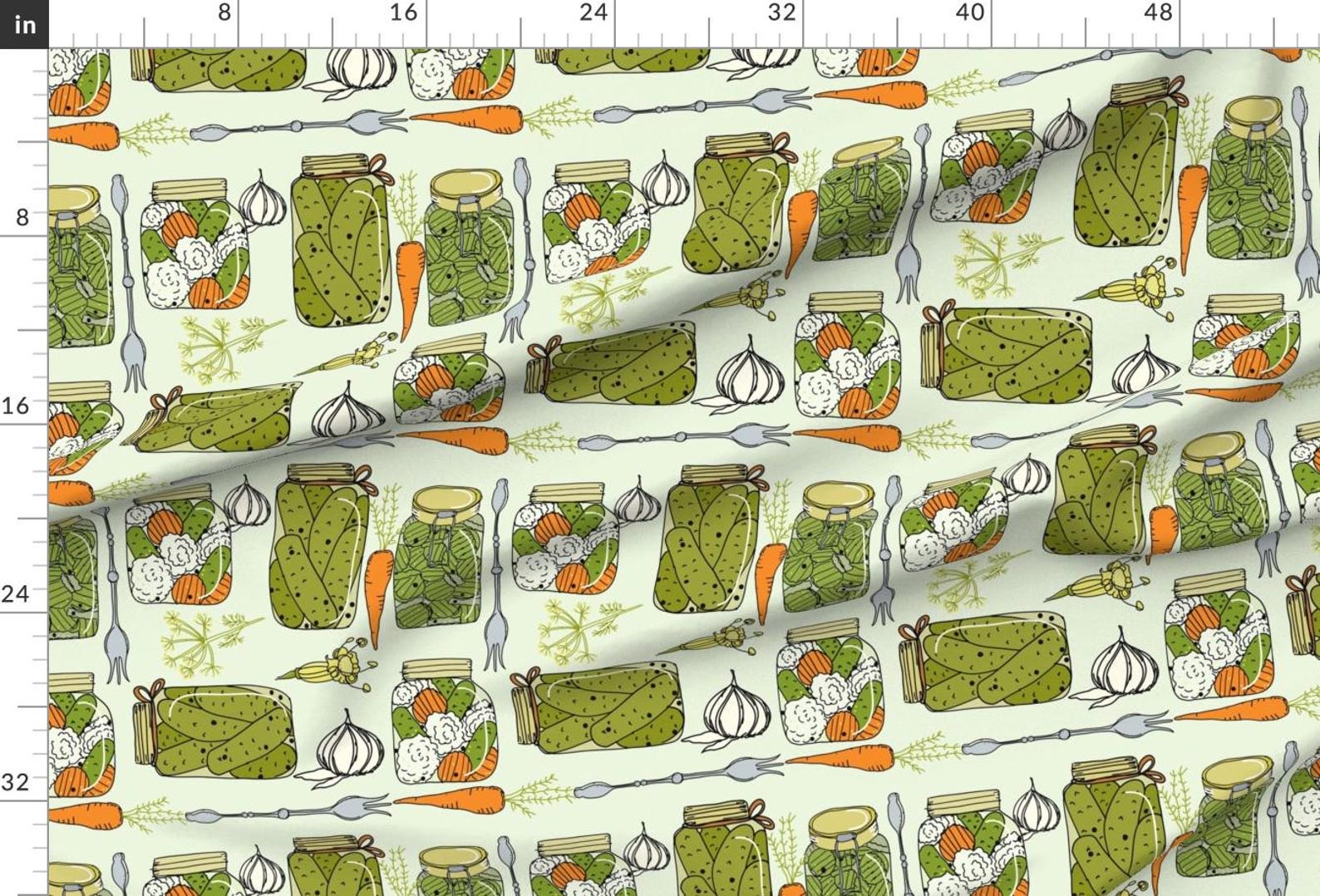 Pickles Fabric - Pickle This by Cathleenbronsky - Pickle Mason Jar ...