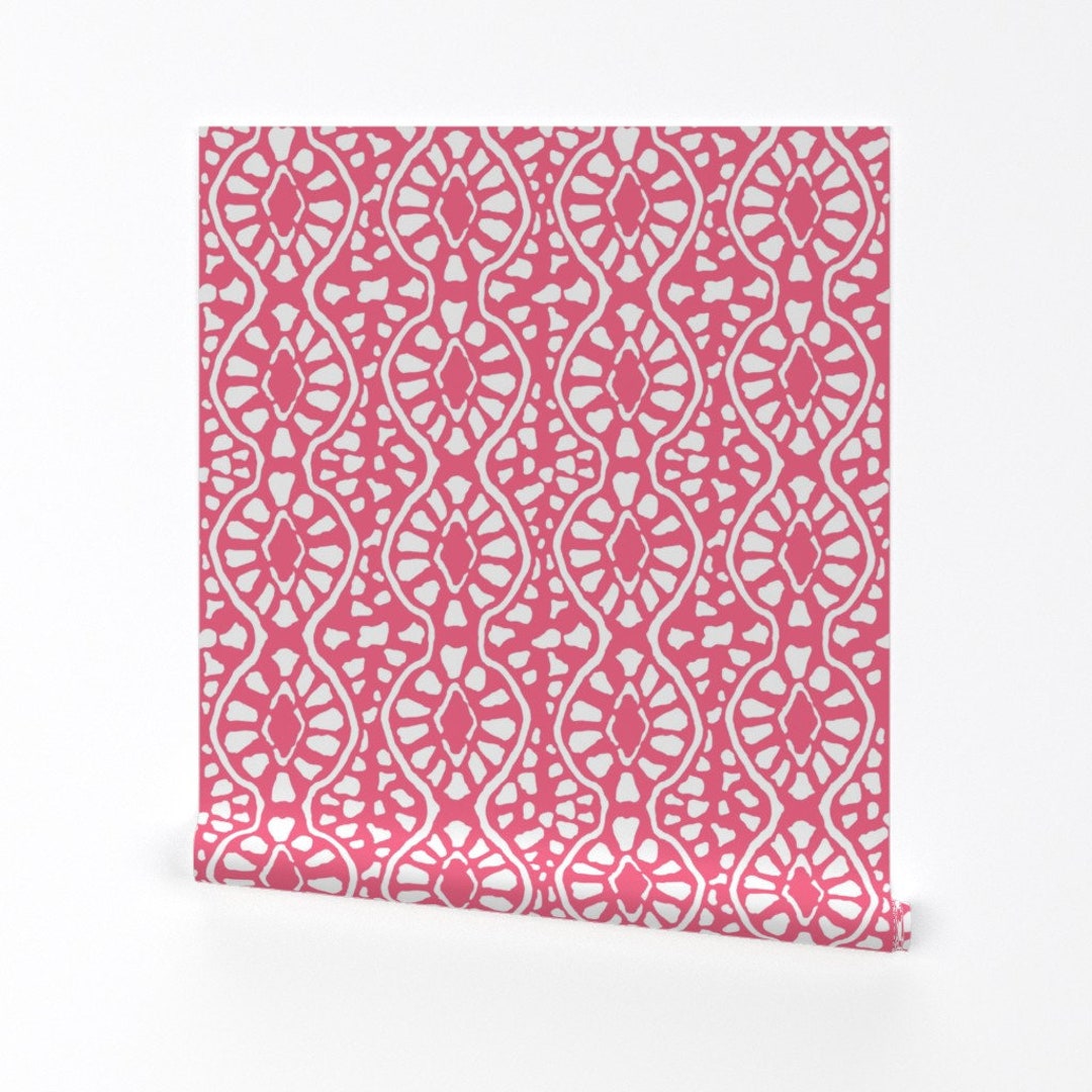 Pink Wallpaper Cobblestone Trellis Pink by Lulabelle Pink - Etsy