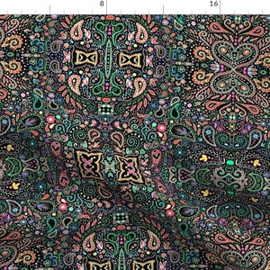 Rainbow Abstract Paisley Fabric Blacklight Chalkboard Paisley by ...