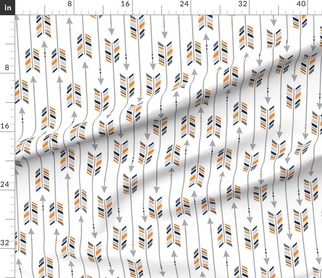 Arrow Fabric Large Arrows: Navy Orange & Gray by Nadia - Etsy