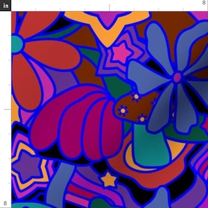 Psychedelic Fabric 70'S Psychedelic Garden in Jeweltone by ...