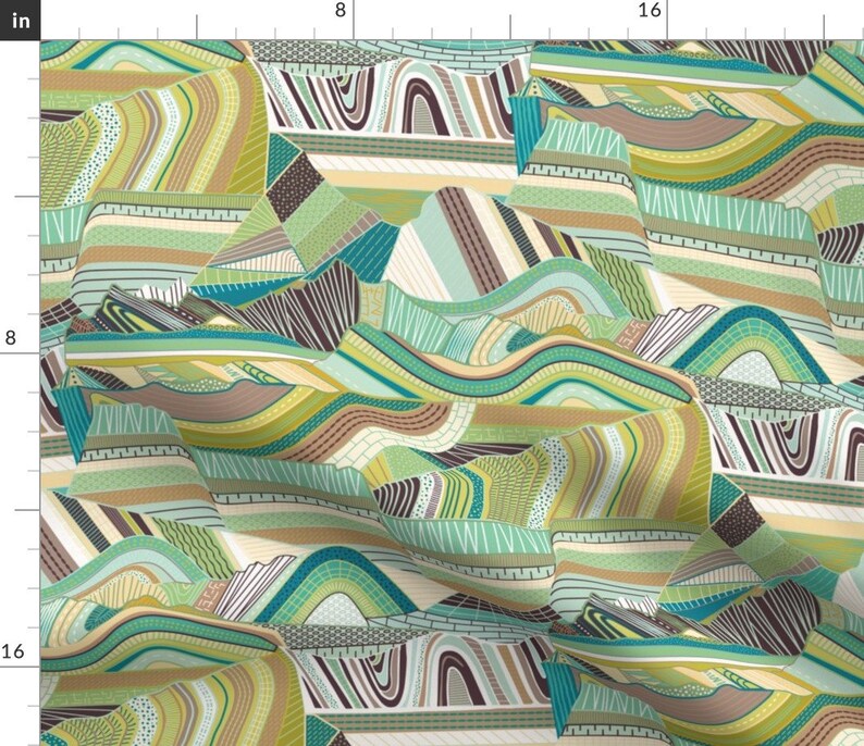 Geometric Earth Tones Fabric Geological Landscapes by | Etsy