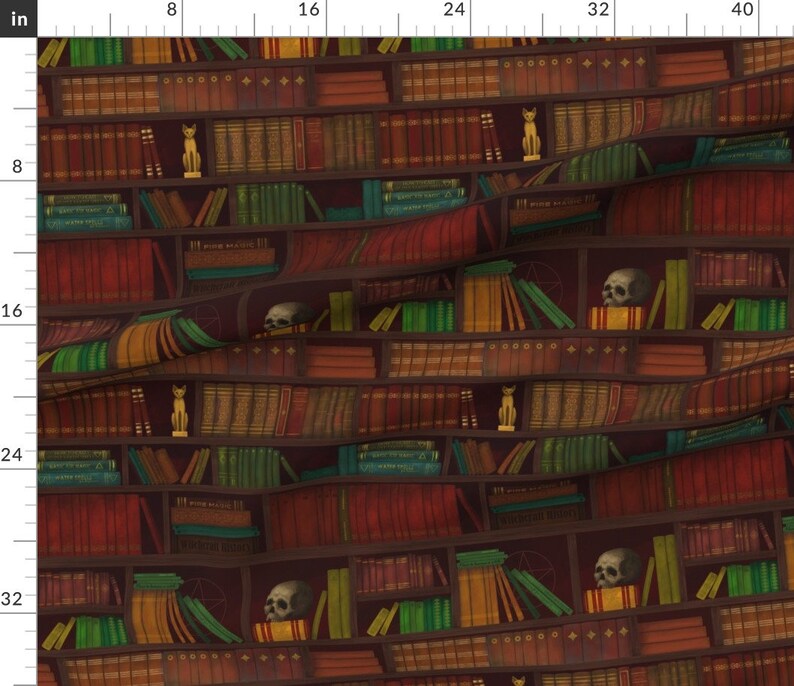 Magic School Library Fabric Dark Academia by - Etsy