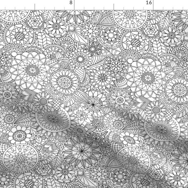 Black and White Coloring Book Fabric - Etsy