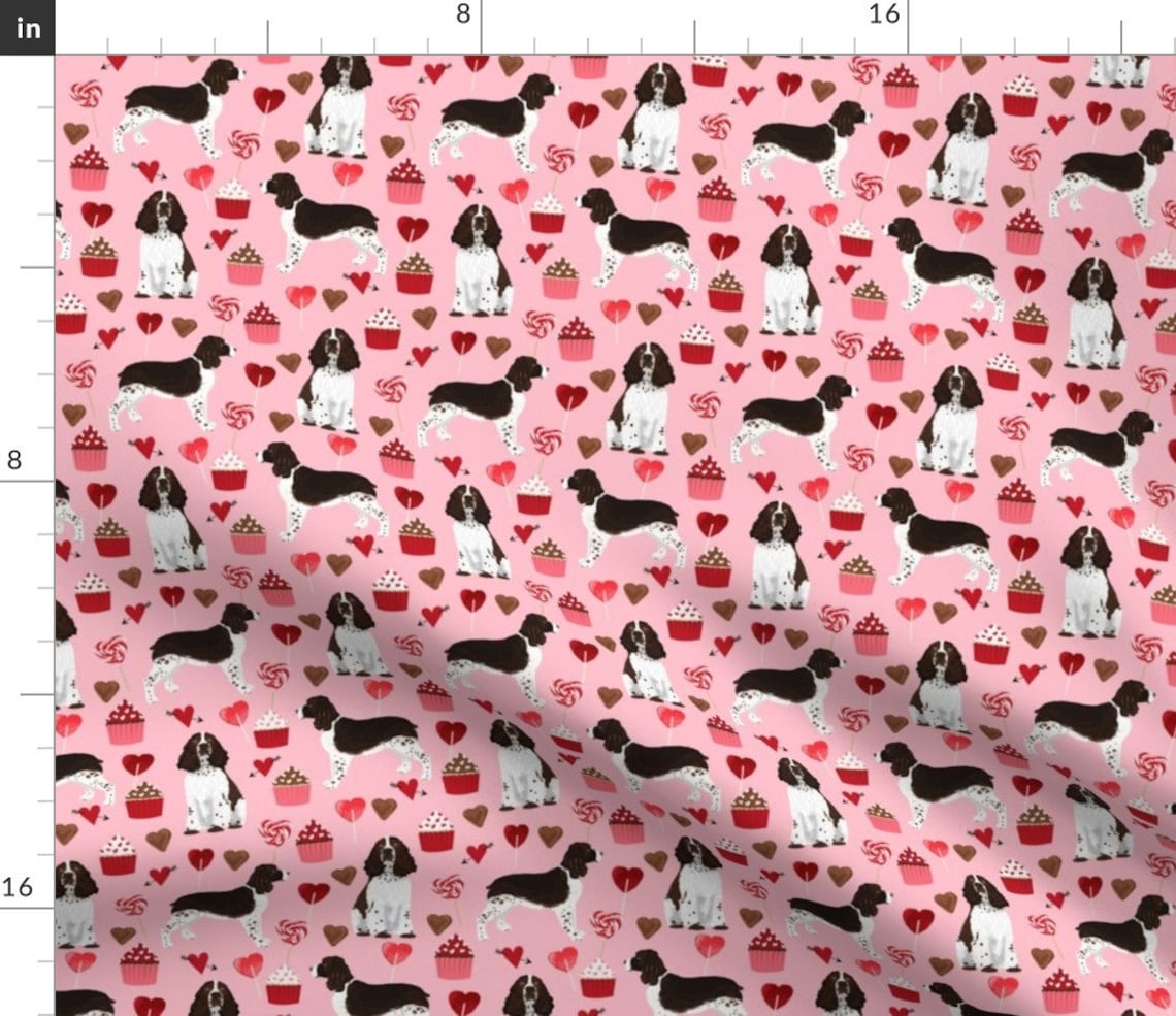 Springer Spaniel Fabric Dog Love Best Valentines Cute Pink - Etsy
