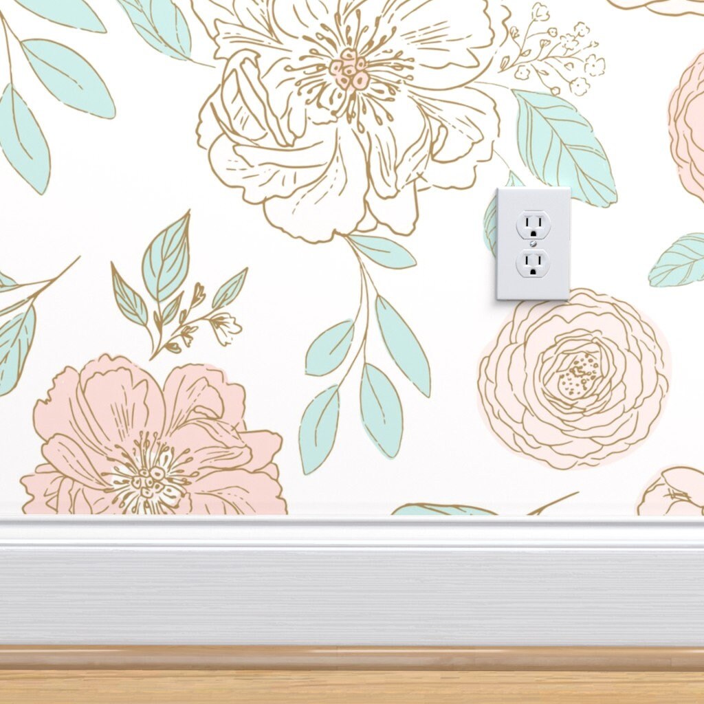 Floral Wallpaper Princess Peonies by Indybloomdesign - Etsy