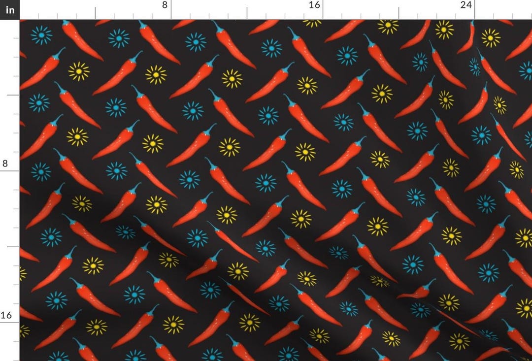 Red Pepper Fabric Hot Pepper by Vannina Red Pepper Spicy Food Chile ...