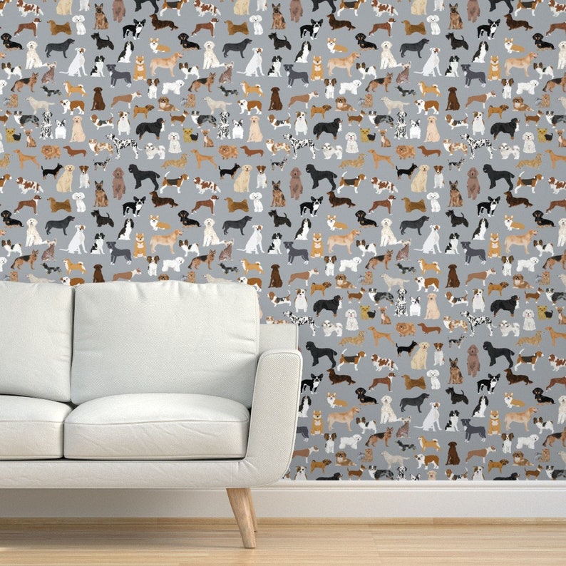 Dogs Wallpaper Gray Cute Dog Breed Design by Petfriendly - Etsy